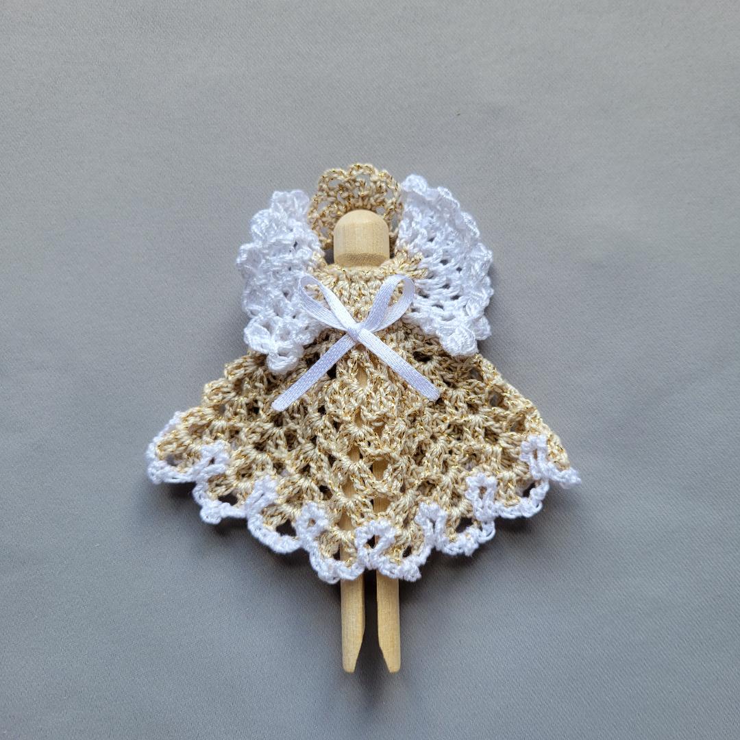 Happy 50th Gold Clothespin Angel – Lost Art Crochet MA